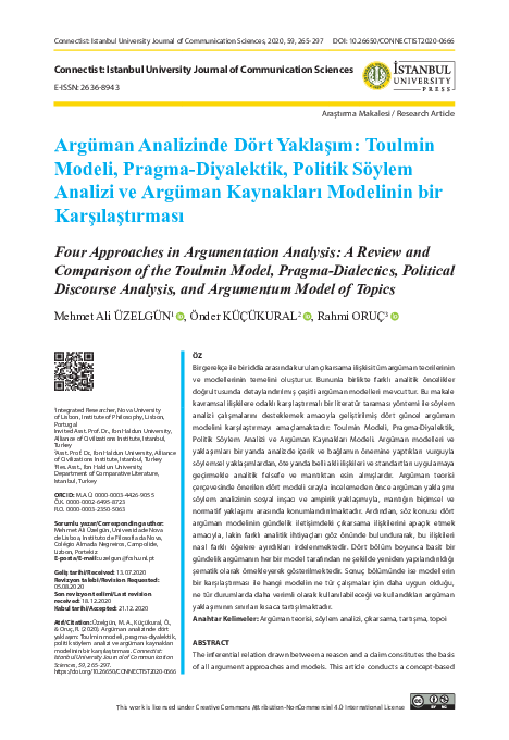 (PDF) Four Approaches in Argumentation Analysis: A Review and Comparison of the Toulmin Model ...