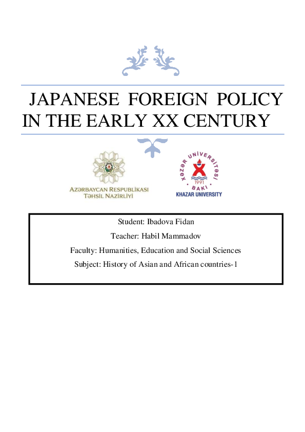 (PDF) Japanese Foreign policy in the early XX century