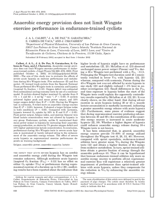 (PDF) Anaerobic energy provision does not limit wingate exercise ...