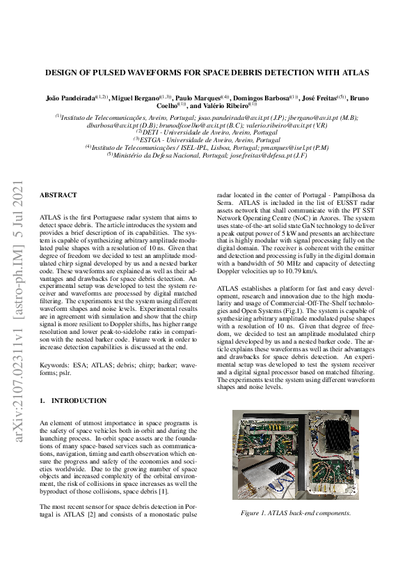 (PDF) Design of pulsed waveforms for space debris detection with ATLAS