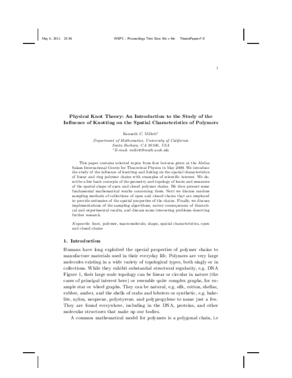 (PDF) Physical Knot Theory: An Introduction to the Study of the ...