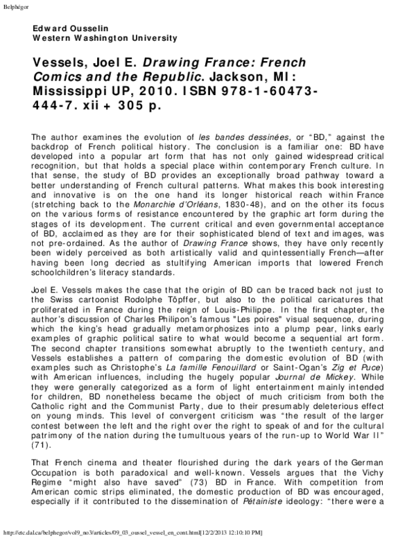 (PDF) Drawing France: French Comics and the Republic