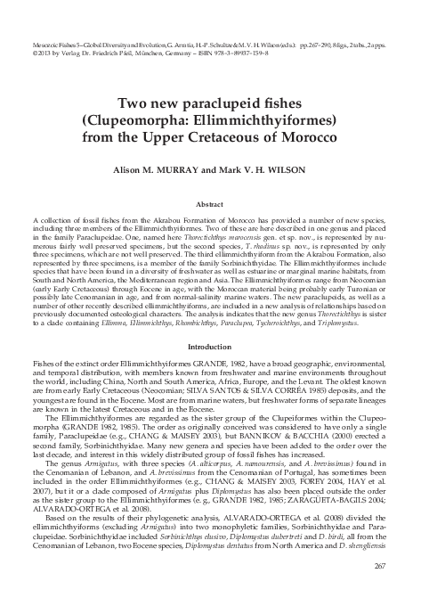 Two new paraclupeid fi shes (Clupeomorpha: Ellimmichthyiformes) from ...