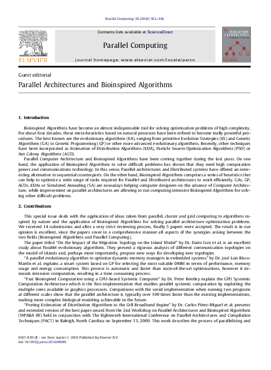 (PDF) Parallel Architectures and Bioinspired Algorithms
