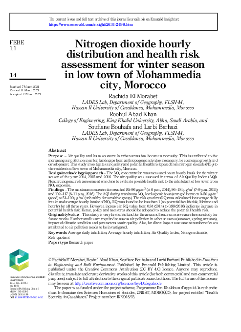 (PDF) Nitrogen dioxide hourly distribution and health risk assessment ...