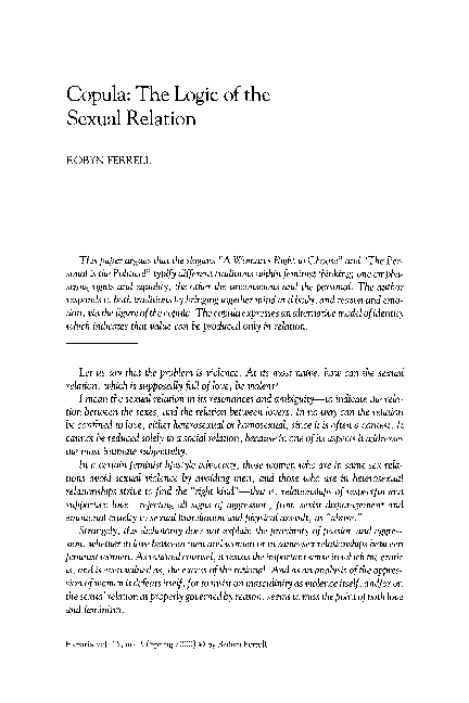 (PDF) Copula: The Logic of the Sexual Relation