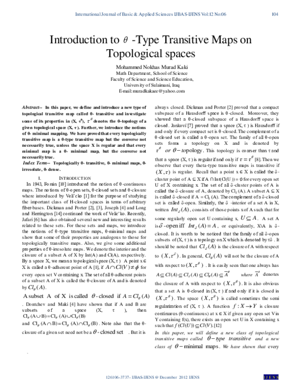(PDF) Introduction to-Type Transitive Maps on Topological spaces