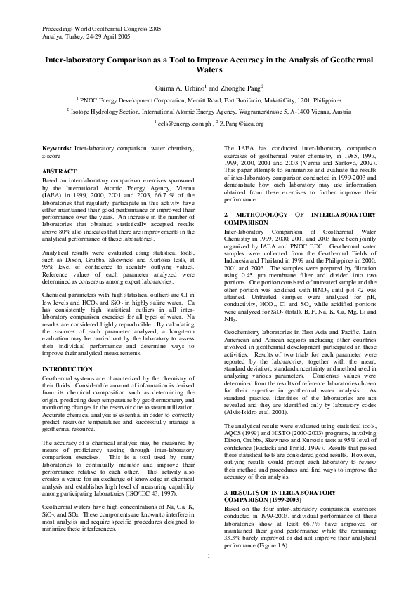 (PDF) Inter-laboratory Comparison as a Tool to Improve Accuracy in the ...
