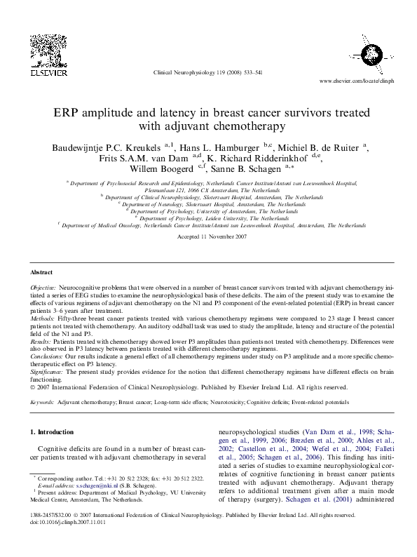 (PDF) ERP amplitude and latency in breast cancer survivors treated with ...