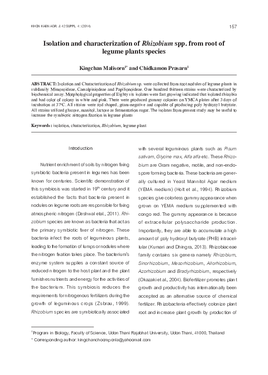 (PDF) Isolation and characterization of Rhizobium spp . from root of legume plants species