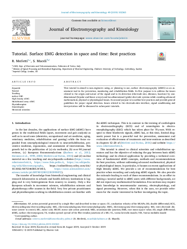 Pdf Tutorial Surface Emg Detection In Space And Time Best Practices