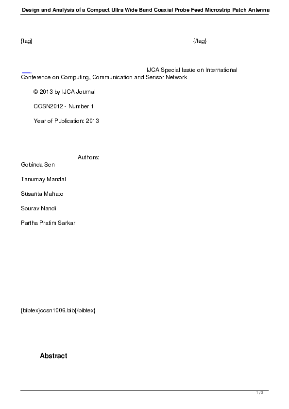 (PDF) Design and Analysis of a Compact Ultra Wide Band Coaxial Probe ...