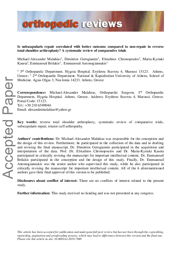 (PDF) Is subscapularis repair correlated with better outcome compared ...