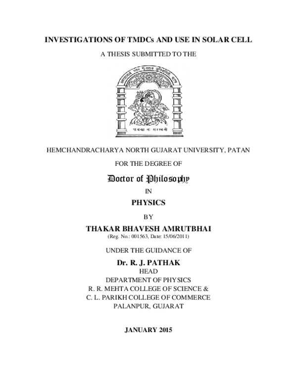 Investigations of TMDCs and use in solar cell