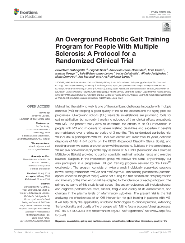 An Overground Robotic Gait Training Program for People With Multiple ...