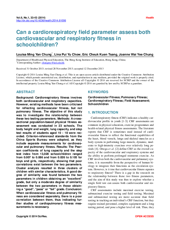 (PDF) Can a cardiorespiratory field parameter assess both ...