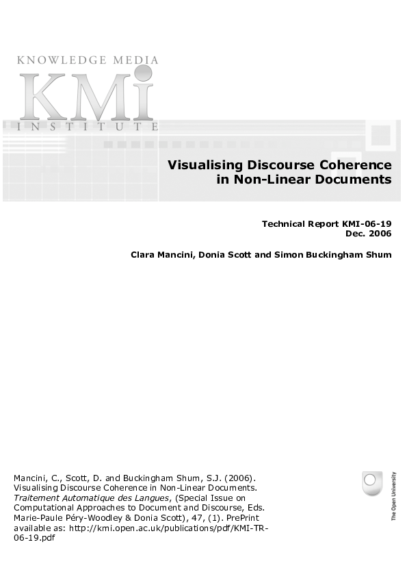 (PDF) Visualising discourse coherence in non-linear documents