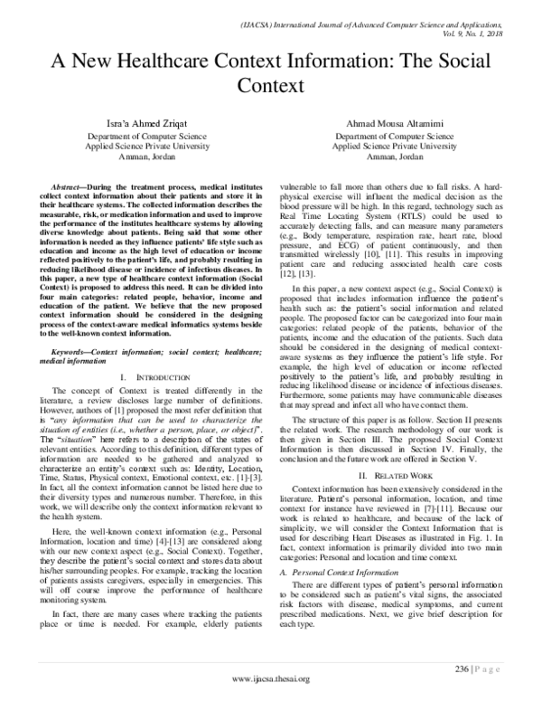 (PDF) A New Healthcare Context Information: The Social Context