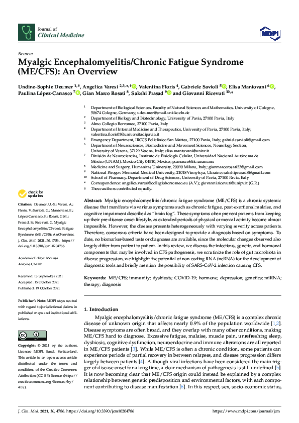 (PDF) Myalgic Encephalomyelitis/Chronic Fatigue Syndrome (ME/CFS): An ...