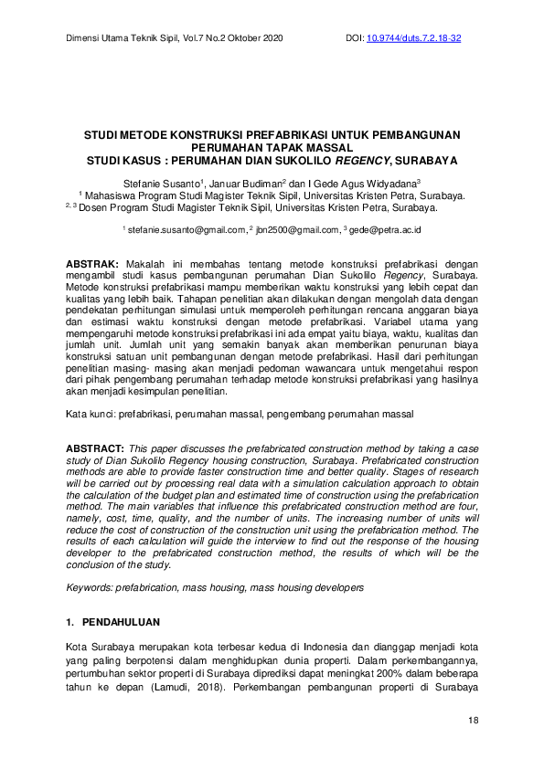 (PDF) Studi Metode Konstruksi Prefabrikasi untuk Pembangunan Perumahan ...