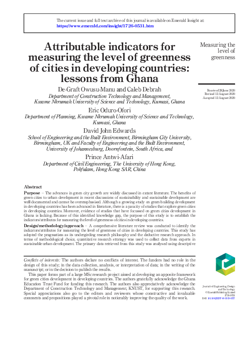 (PDF) An apposite framework for green cities development in developing ...