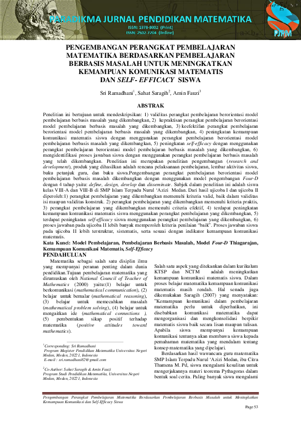 (PDF) Pengembangan Perangkat Pembelajaran Matematika Berdasarkan Pembelajaran Berbasis Masalah ...