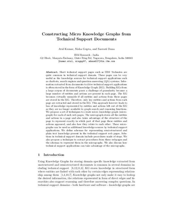 (PDF) Micro Knowledge Graphs from Support Documents