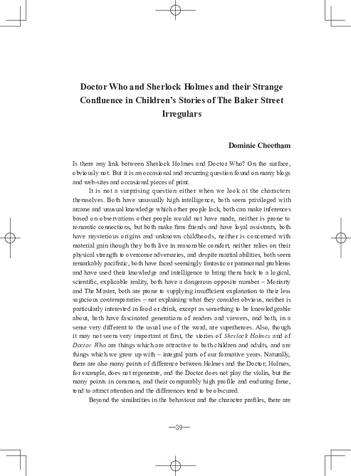 (PDF) Doctor Who and Sherlock Holmes and their Strange Confluence in ...