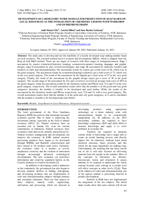 (PDF) Development of laboratory work module for production of soap ...
