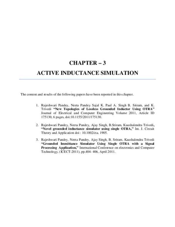 (PDF) Chapter – 3 Active Inductance Simulation " Novel Grounded ...