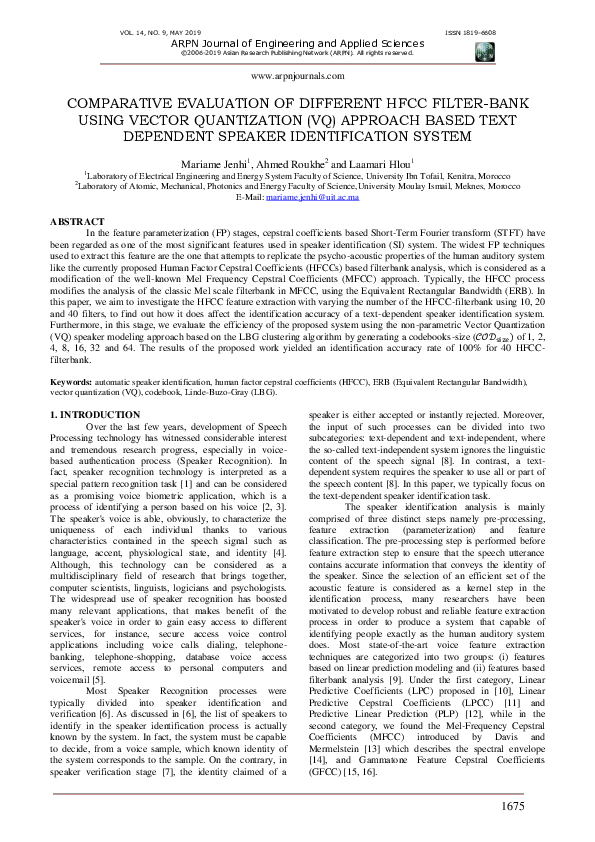 (PDF) Comparative Evaluation of Different HFCC Filter-Bank Using Vector Quantization (VQ ...