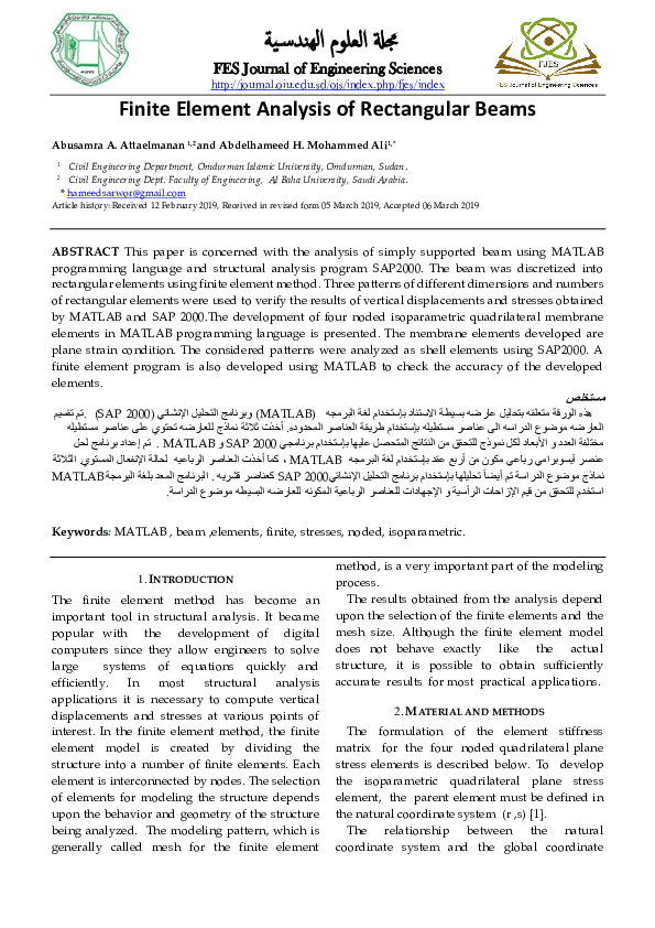 (PDF) Finite Element Analysis of Rectangular Beams