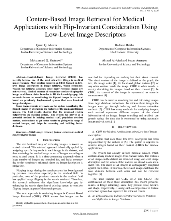 (PDF) Content-Based Image Retrieval for Medical Applications with Flip ...