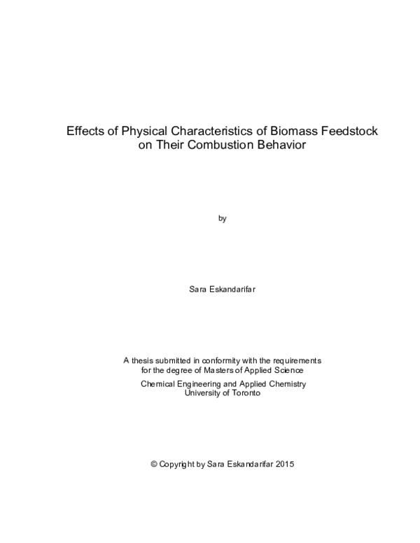 (PDF) Effects of Physical Characteristics of Biomass Feedstock on Their ...