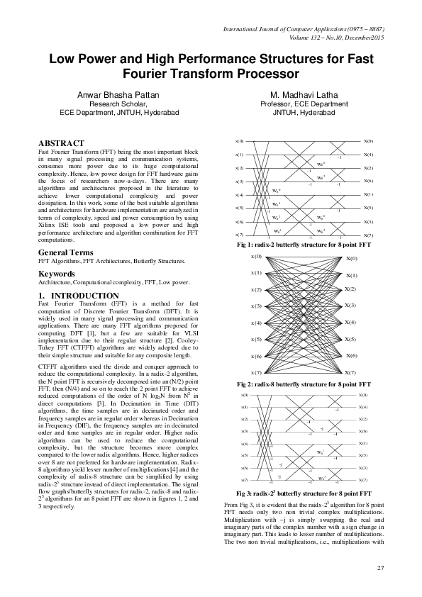 Pdf Low Power And High Performance Structures For Fast Fourier