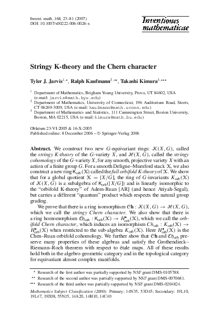 (PDF) Stringy K-theory and the Chern character