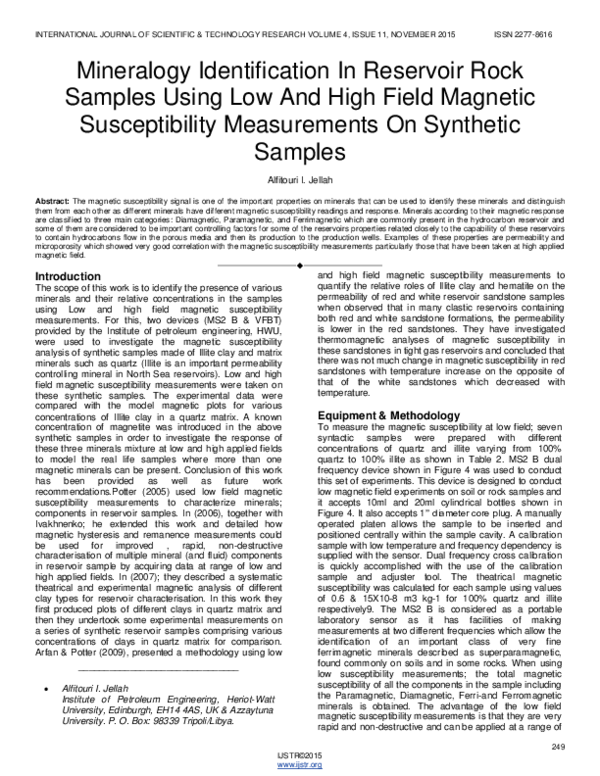 (PDF) Mineralogy Identification In Reservoir Rock Samples Using Low And ...