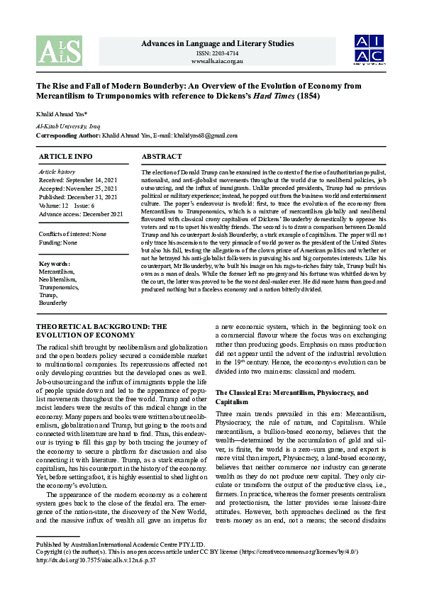(PDF) The Rise and Fall of Modern Bounderby: An Overview of the ...