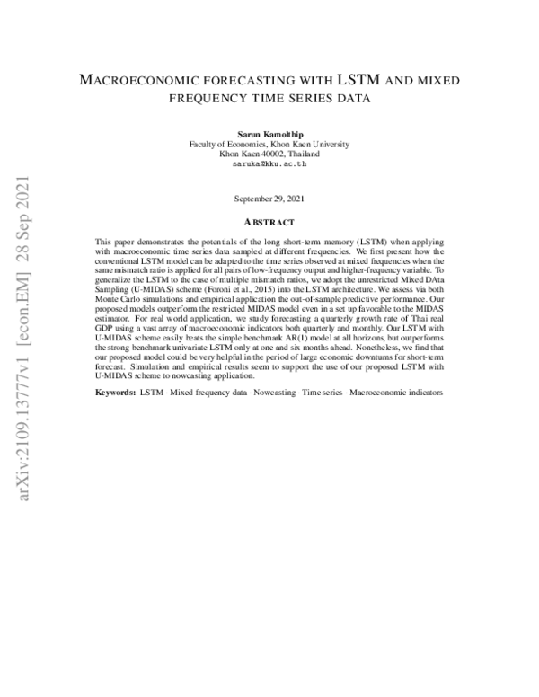 (PDF) Macroeconomic forecasting with LSTM and mixed frequency time series data