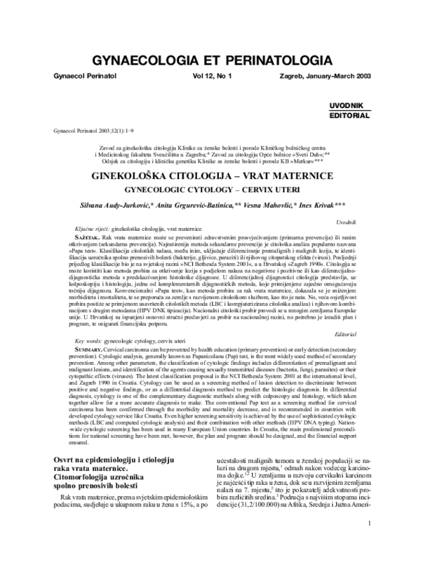 (PDF) Ginekološka citologija-vrat maternice