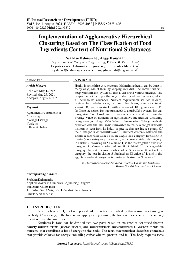 Pdf Implementation Of Agglomerative Hierarchical Clustering Based On The Classification Of
