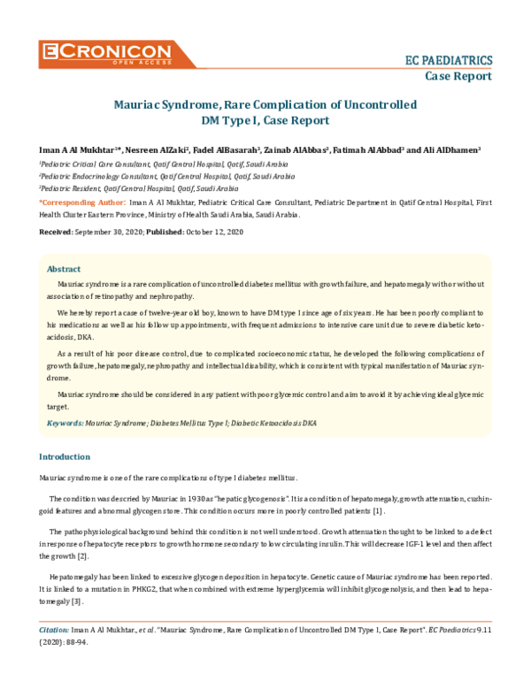 (PDF) Mauriac Syndrome, Rare Complication of UncontrolledDM Type I ...