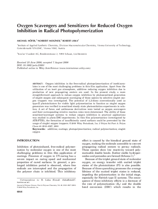 (PDF) Oxygen scavengers and sensitizers for reduced oxygen inhibition ...