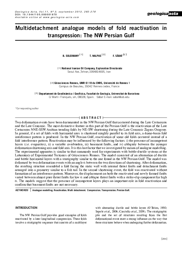 (PDF) Multidetachment analogue models of fold reactivation in ...
