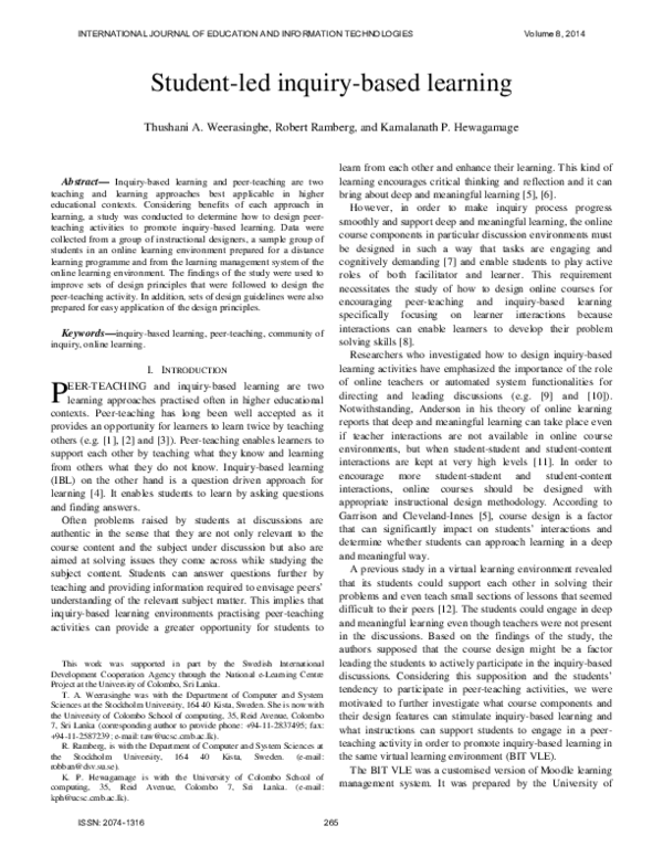 (PDF) Student led inquiry-based learning