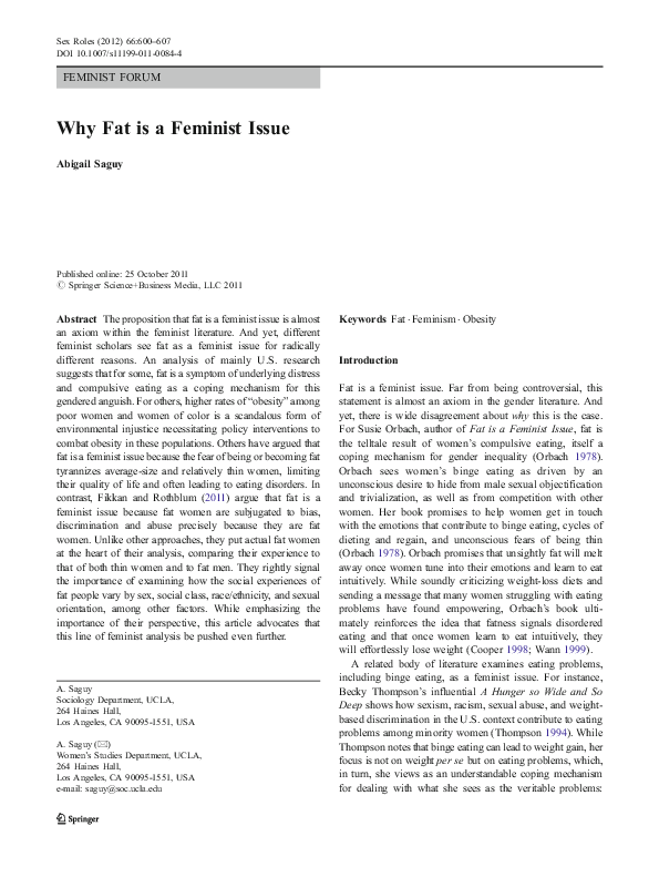 (PDF) Why Fat is a Feminist Issue