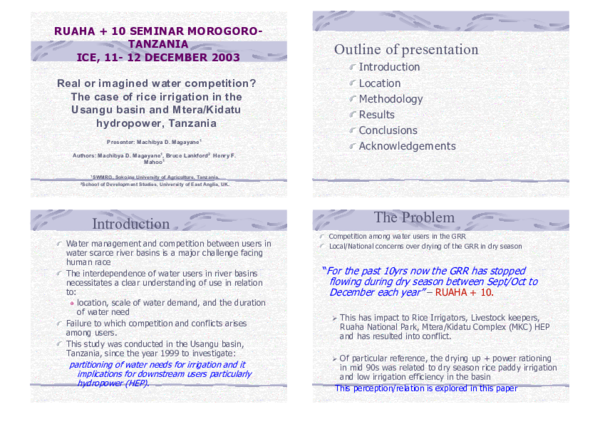 (PDF) Real or imagined water competition? The case of rice irrigation ...