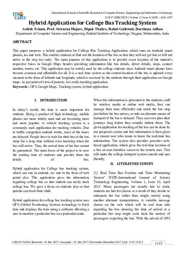 (PDF) Hybrid Application for College Bus Tracking System