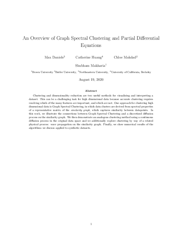Pdf An Overview Of Graph Spectral Clustering And Partial Differential