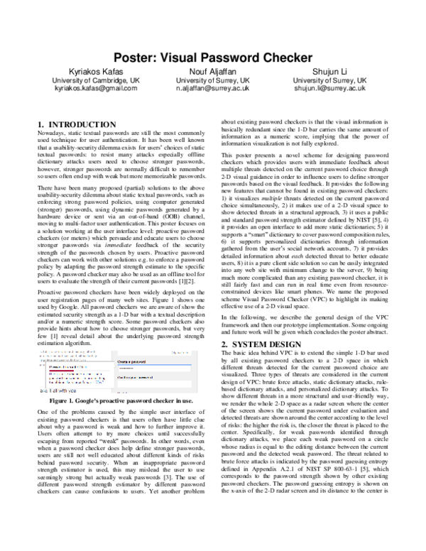 (PDF) Poster: Visual Password Checker